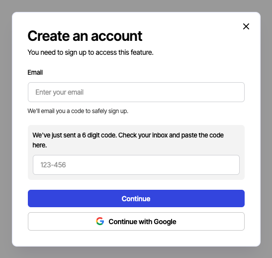 Passwordless Signup Modal | Free Webflow Component